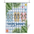 Enjoy Summer Beach Slippers Shower Curtain, Ocean Flower Palm Leaf ...