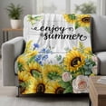 Enjoy Summer Sunflower Rose Fleece Throw Blanket Country Farm Flower ...