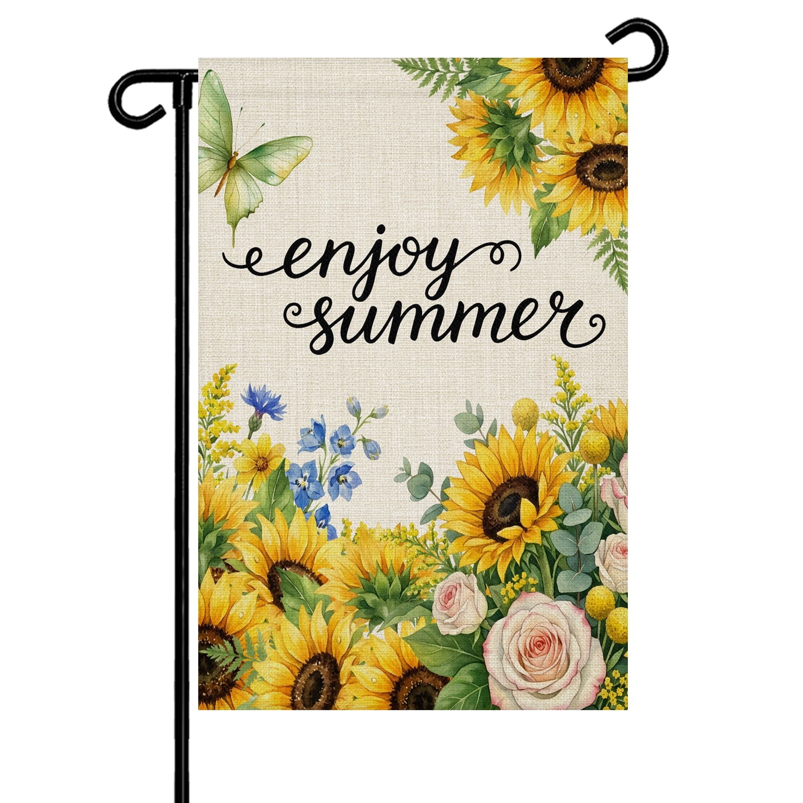 Enjoy Summer Sunflower Rose Garden Flag 12x18 Inch Country Farm Flower ...