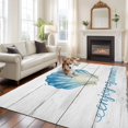 Enjoy Summer Washable Area Rug 8x10 Watercolor Blue Gradient Sea Shell ...