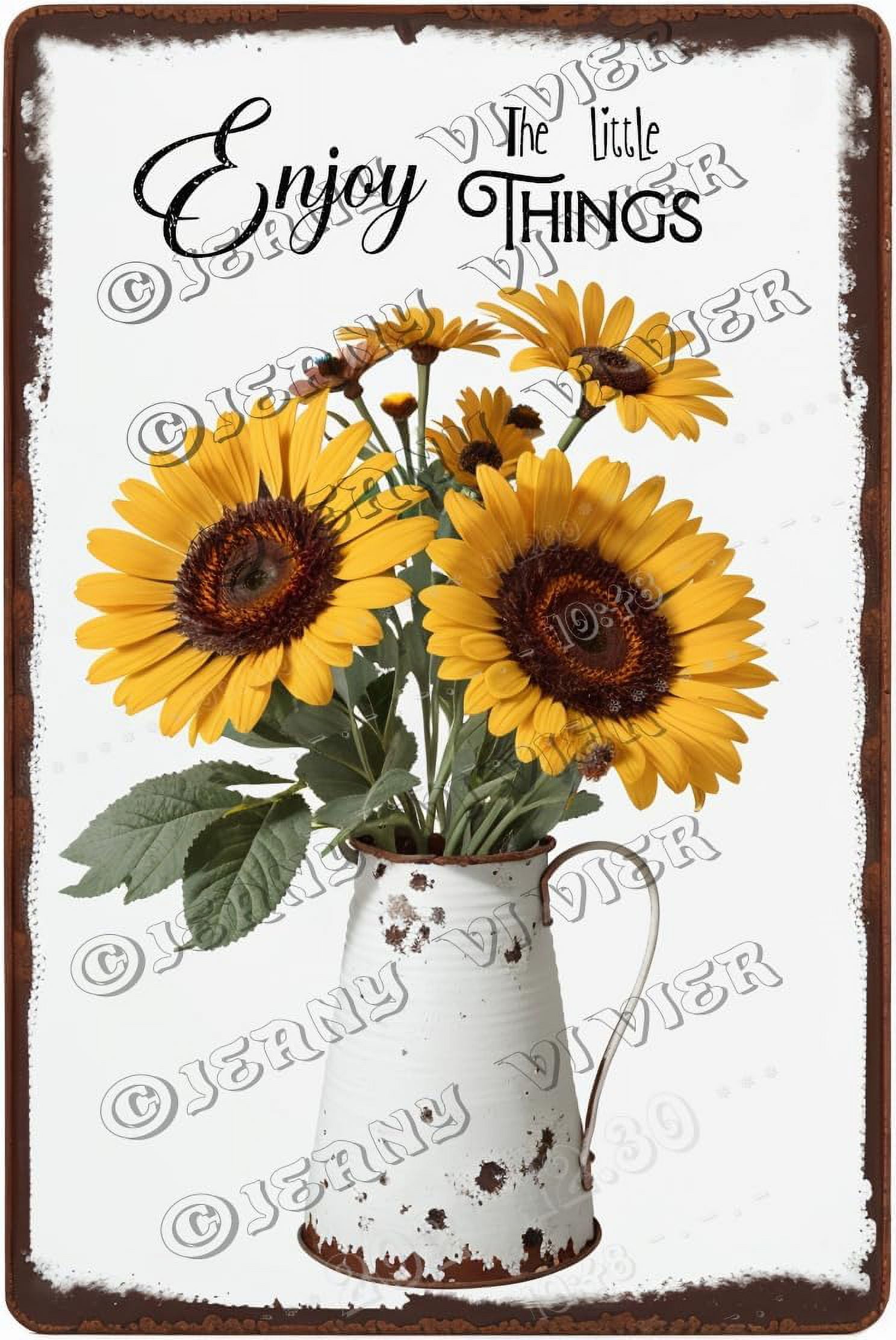 Enjoy The Little Things Aluminum Sign, Sunflower Tin Garden Signs ...
