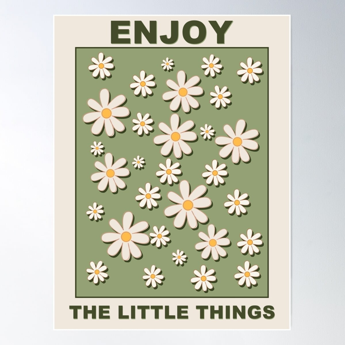 Enjoy The Little Things Daisy Flower Field Poster Wall Art, Modern Wall ...