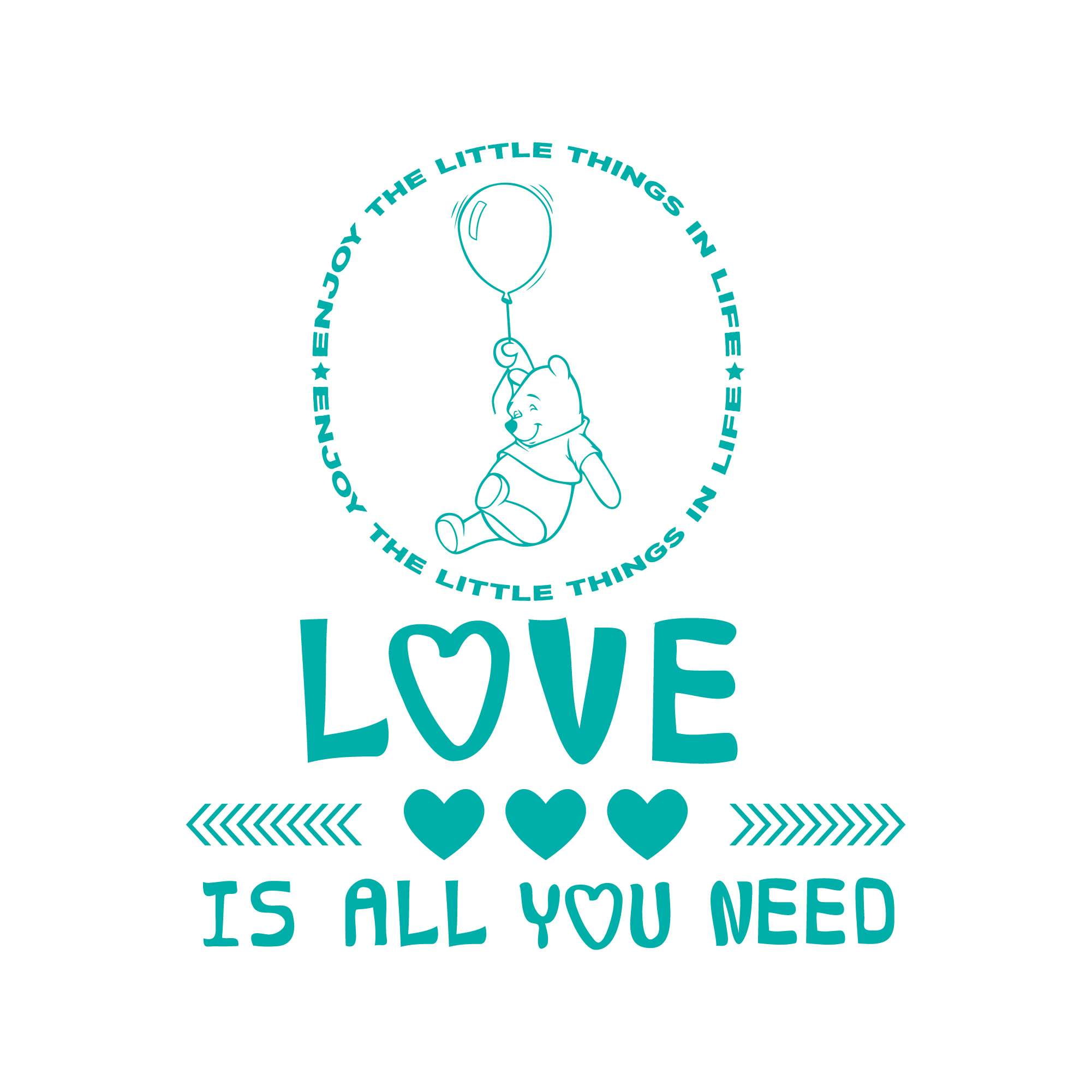 Enjoy The Little Things In Life Love is all you need Cute Bear Wall ...