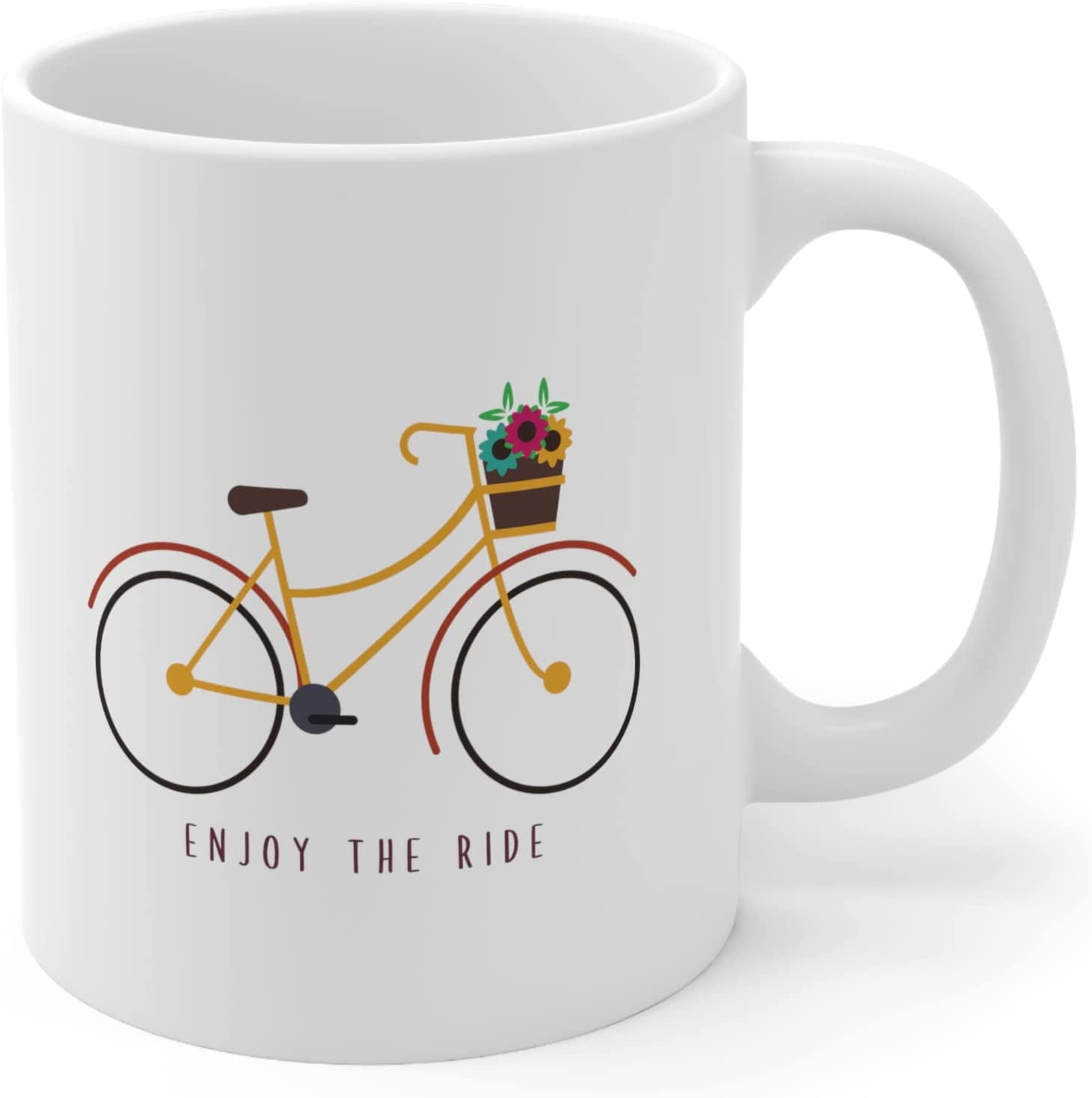 Enjoy The Ride Motivational Inspirational Cute Bicycle Mug 11 oz ...