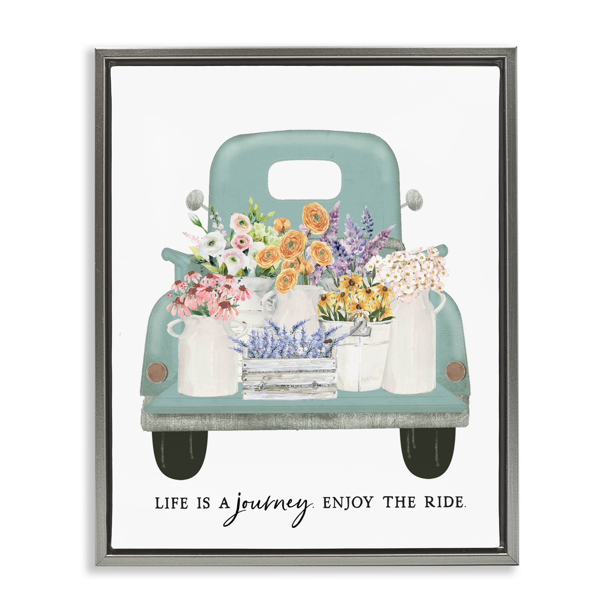 Enjoy The Ride Truck Gray Framed Floater Canvas Wall Art, design by ...