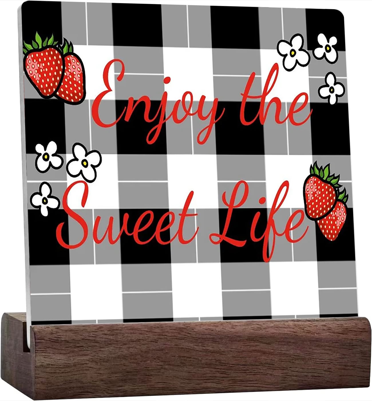 Enjoy The Sweet Life Strawberry Ceramic Table Plaque Desk Decorations ...