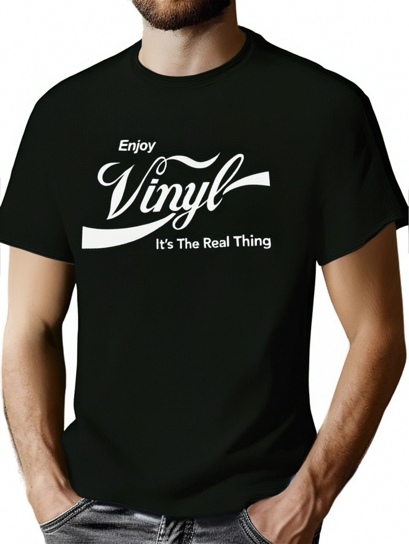Enjoy Vinyl DJ DJing Decks Turntable Funny Mens Cotton T-Shirt Tee Top ...