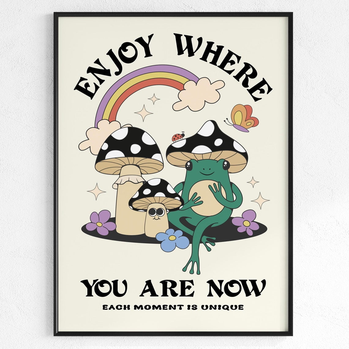 Enjoy Where You Are Now Poster, Retro Motivation Poster Home Office ...
