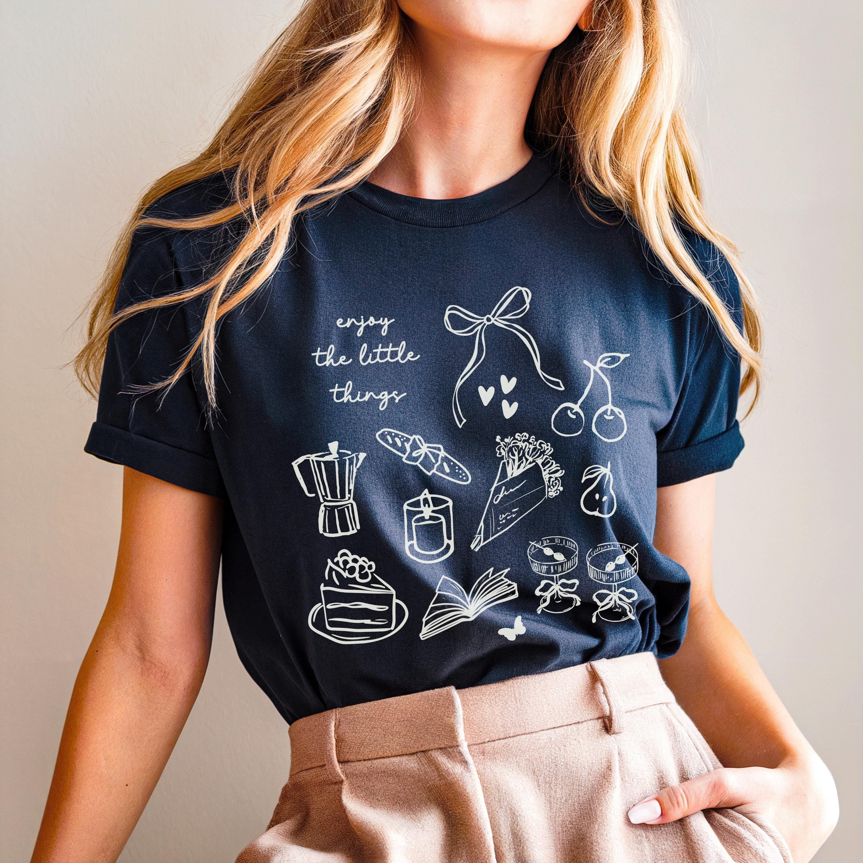 Enjoy the Little Things Tee, Doodle Shirt, Foodie Tee, Wine Lover Gift ...