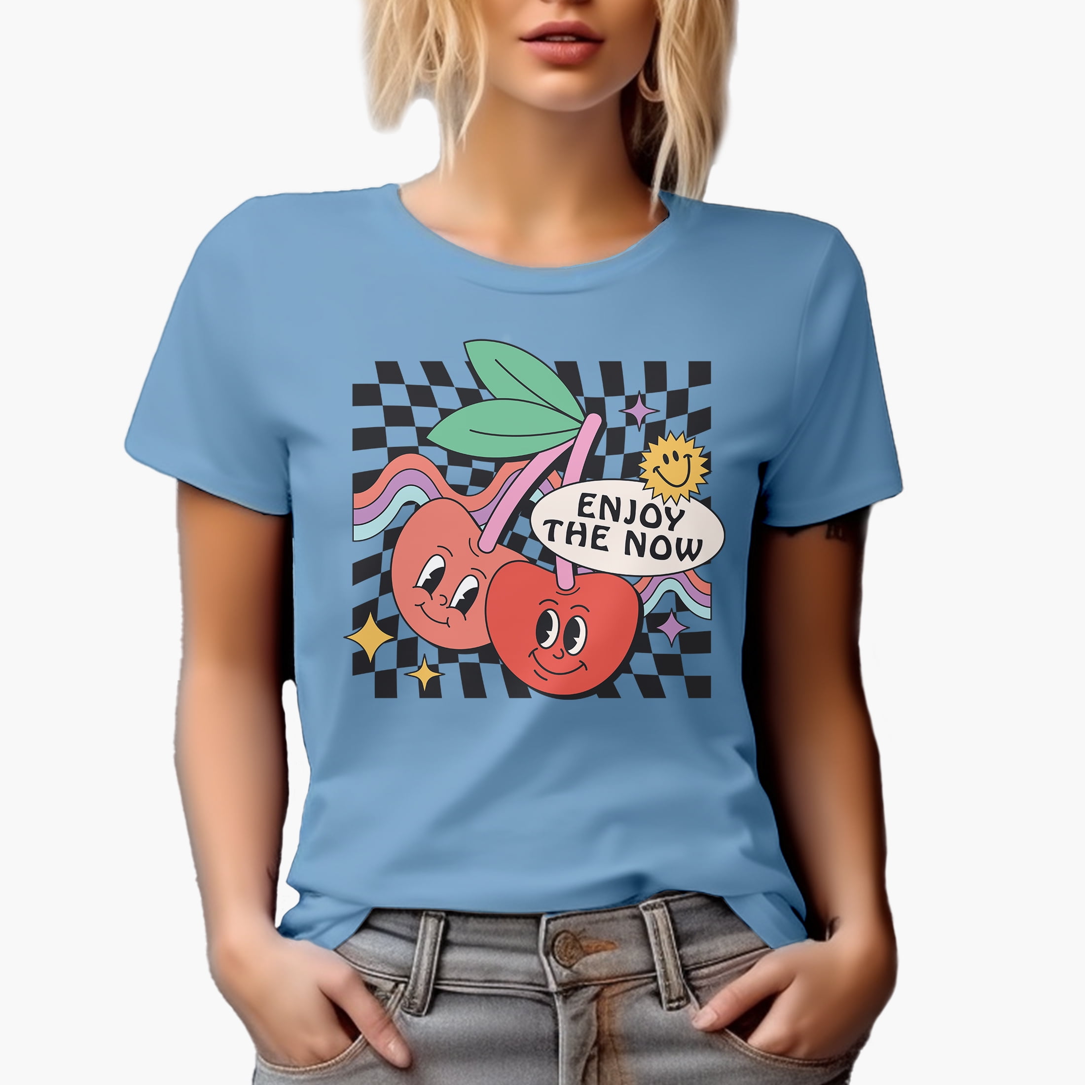 Enjoy the Now Quote, Retro Art Merch Gift, Baby Blue T-Shirt, 2XL ...