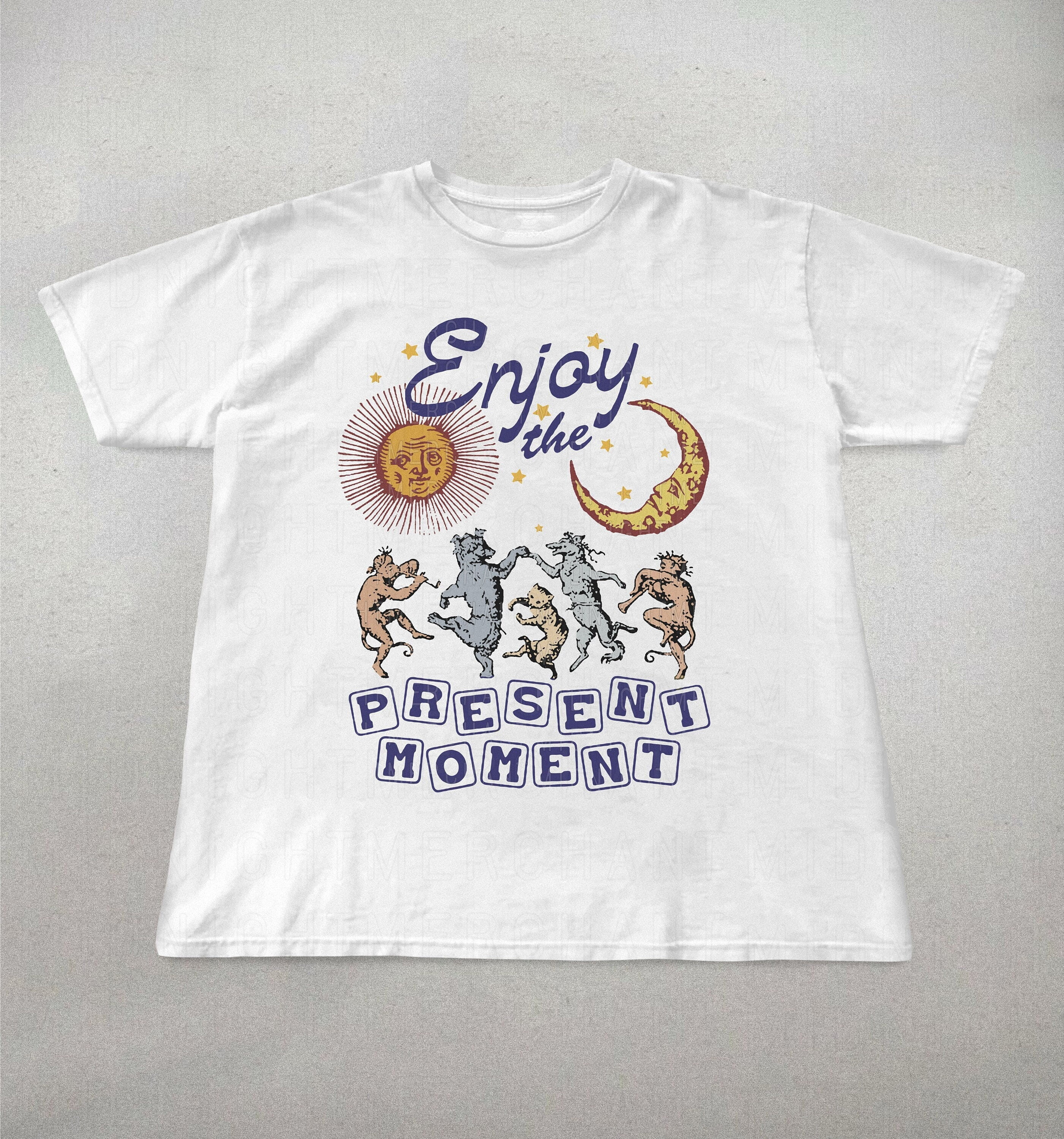 Enjoy the Present Moment T-shirt, Unisex Cotton Shirts, Retro Graphic ...