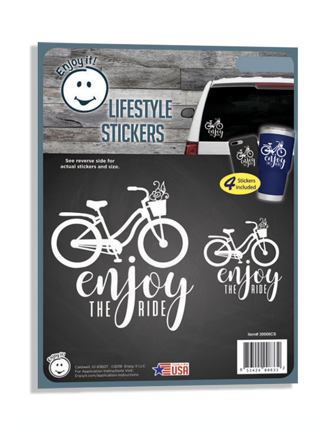 Enjoy the Ride Car Stickers, Outdoor Rated Vinyl Sticker Decals, 4 ...