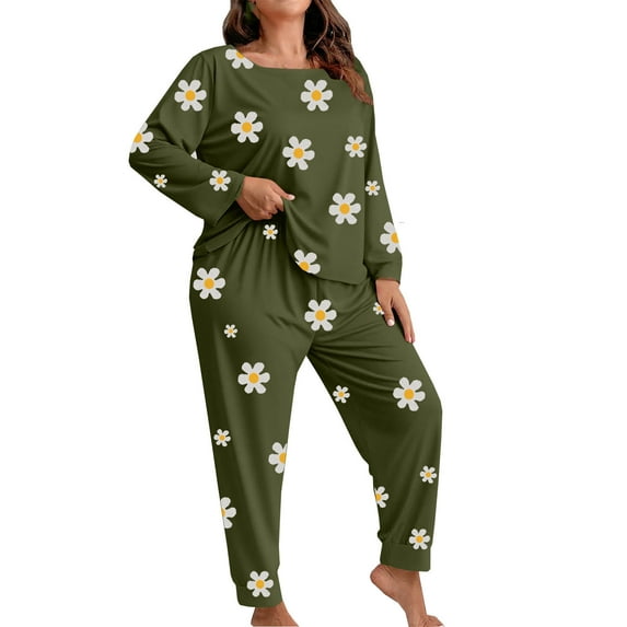 Enjoytime 2 Piece Sets for Women Floral Printed Crewneck Long Sleeve ...