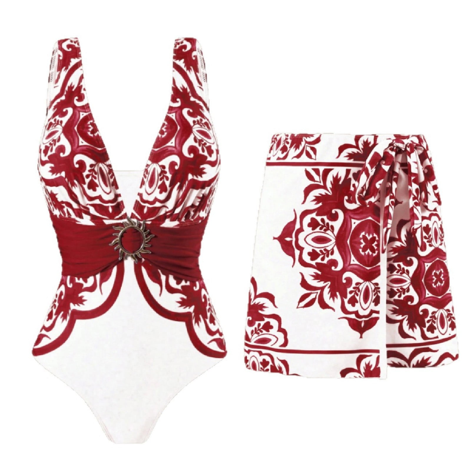 Enjoytime Bathing Suit for Women Vintage Printed Tummy Control Monokini ...