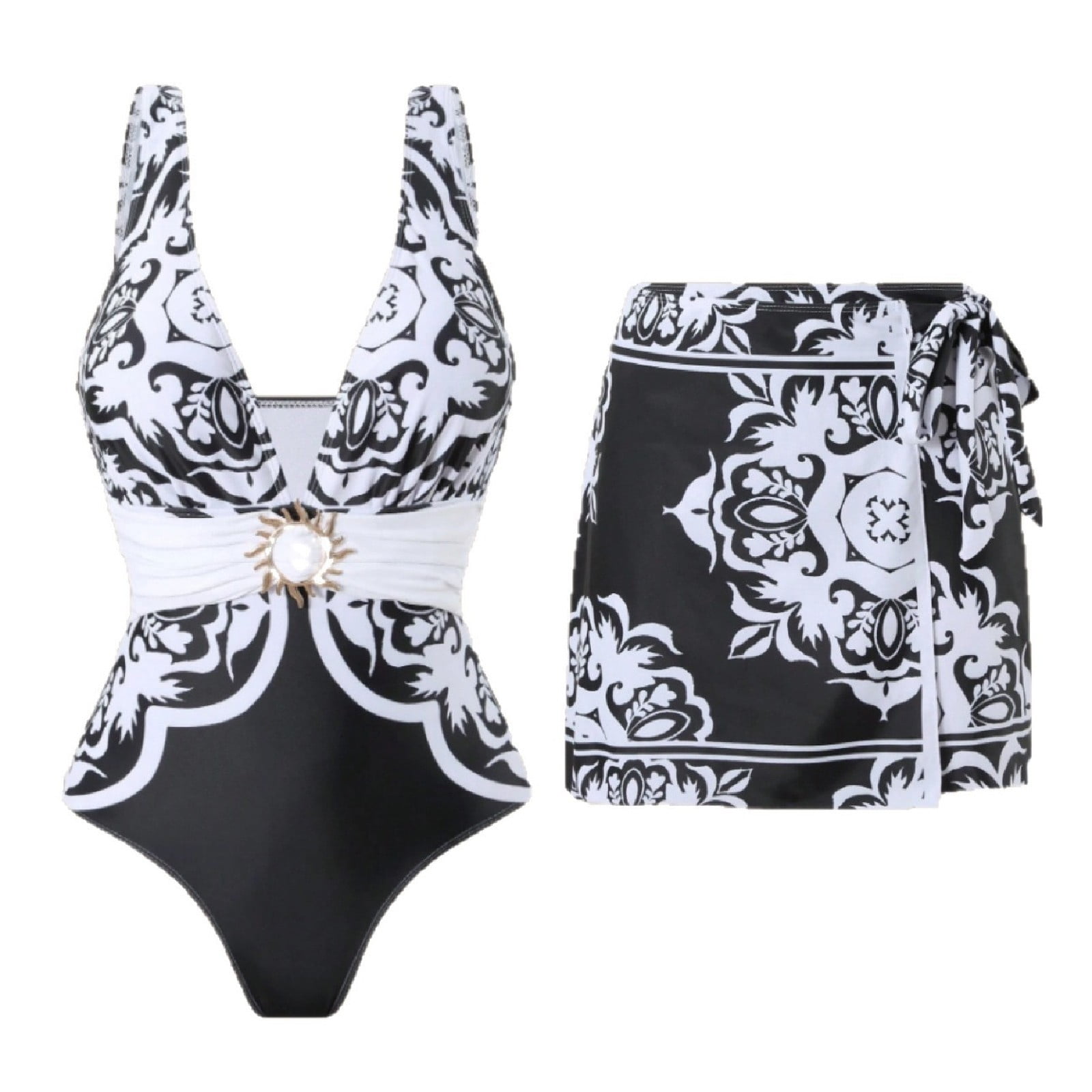 Enjoytime Bathing Suit for Women Vintage Printed Tummy Control Monokini ...