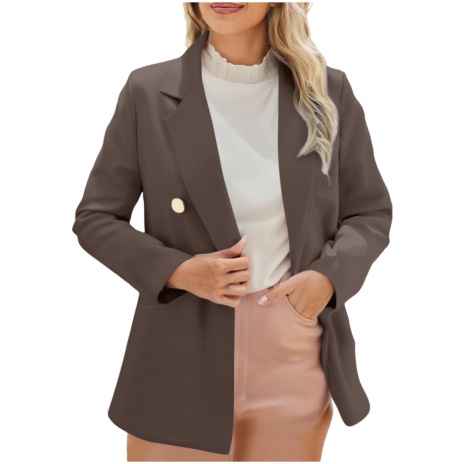 Enjoytime Blazers for Women Long Sleeve Turndown Collar Open Front Work ...