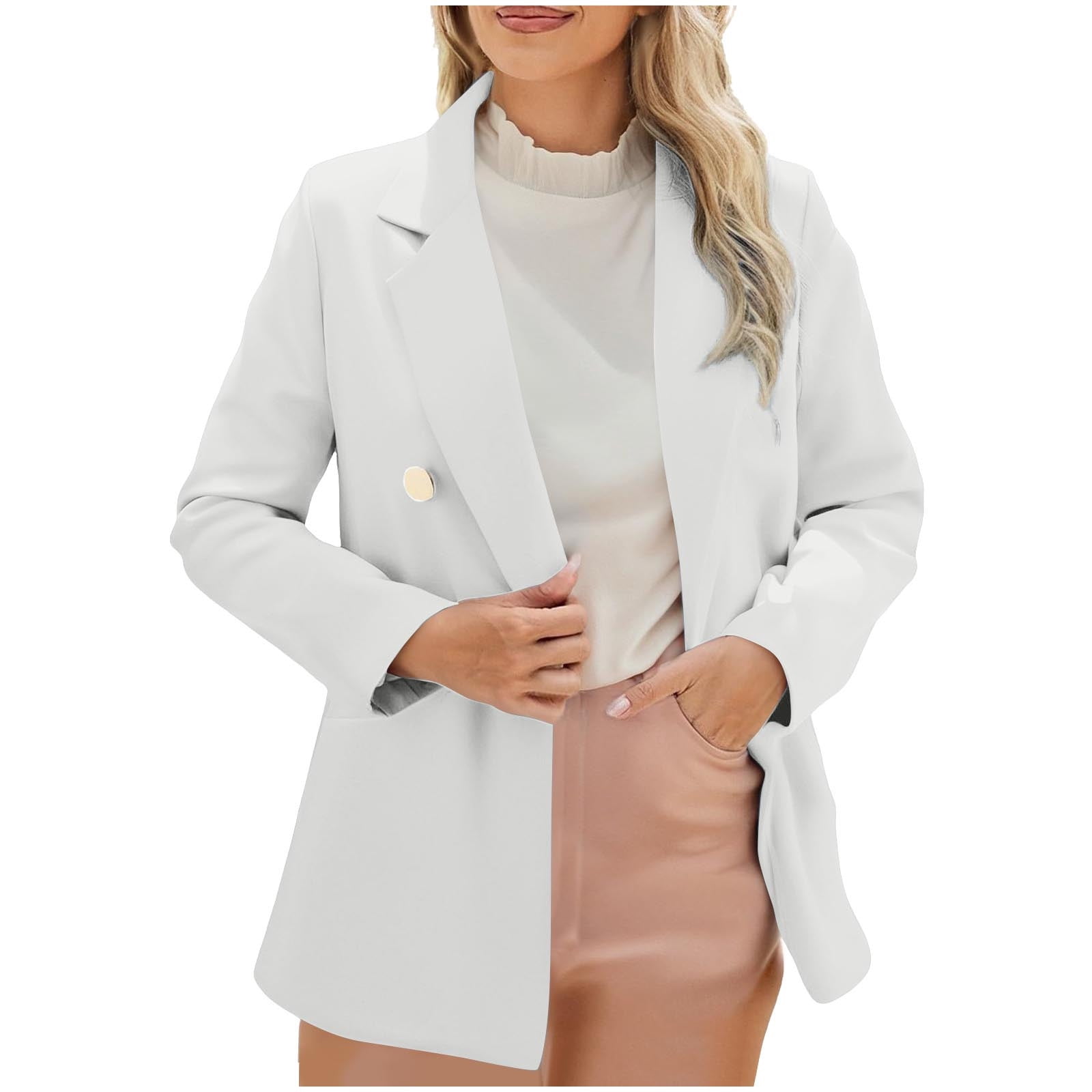 Enjoytime Blazers for Women Long Sleeve Turndown Collar Open Front Work ...