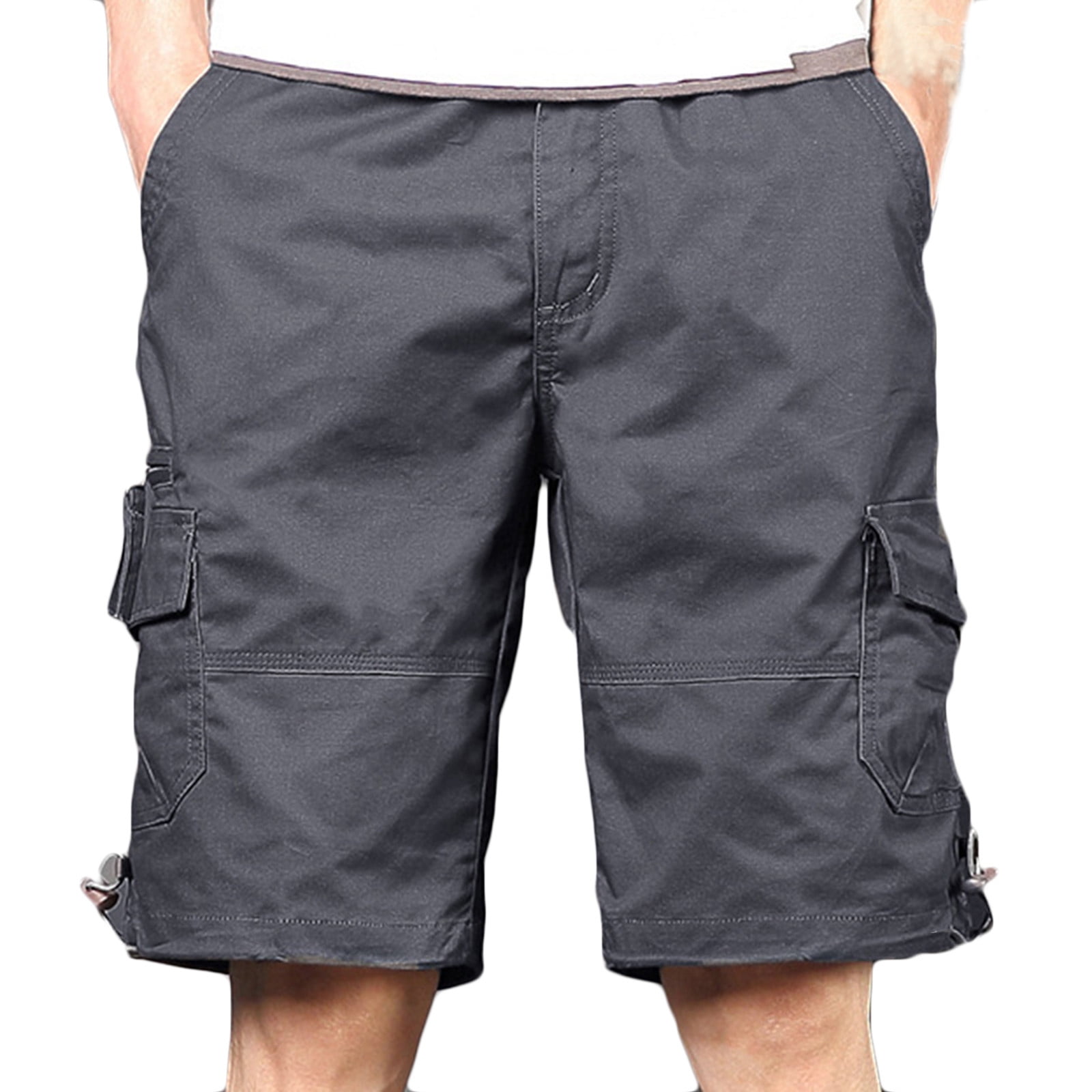 Enjoytime Workout Outdoor Cargo Shorts for Men Solid Color Elastic ...