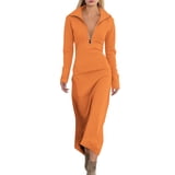 Enjoytime Dresses for Women Solid Color Turndown Collar Long Sleeve ...