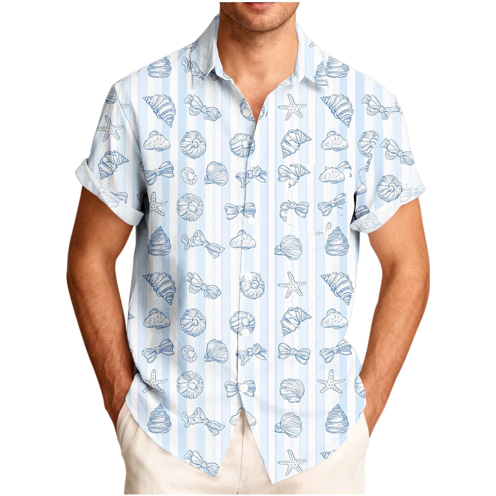 Enjoytime Men Shirts Printed Turndown Collar Short Sleeve Button Down ...