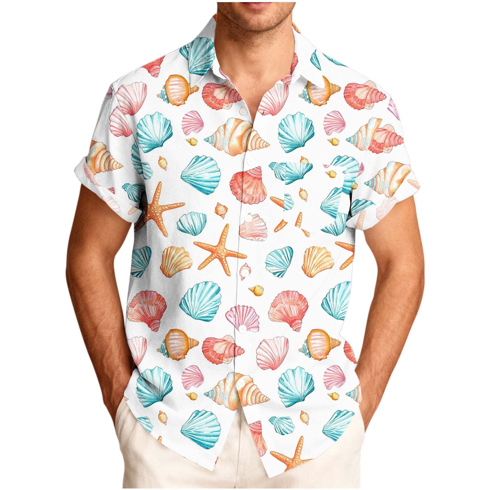 Enjoytime Men Shirts Printed Turndown Collar Short Sleeve Button Down ...