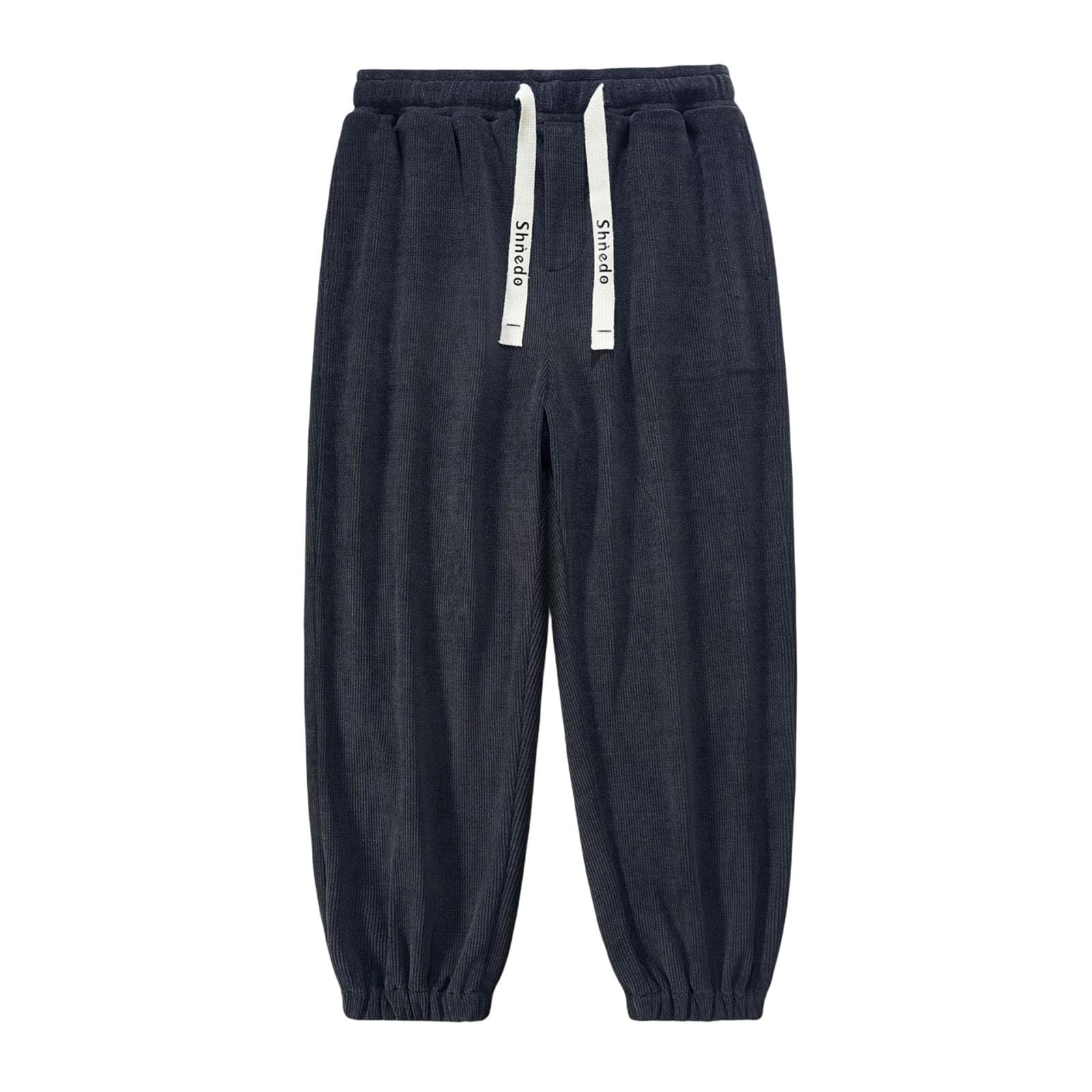 Enjoytime Men's Pants Casual Loose Solid Color Elastic Waist Tapered Trousers Drawstring Fall ...