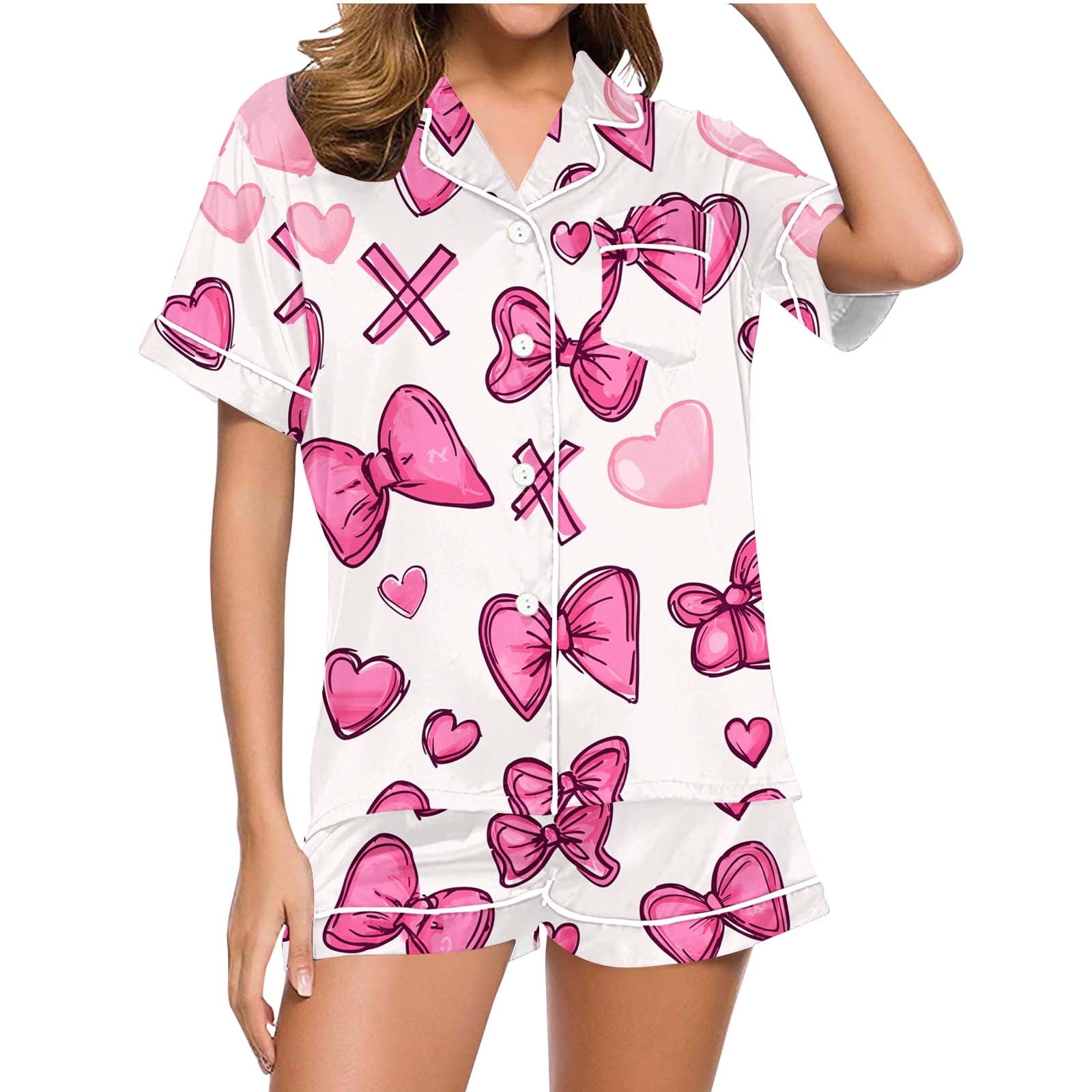Enjoytime Pajama Sets for Women 2 Piece Cute Heart Graphic Short Sleeve ...