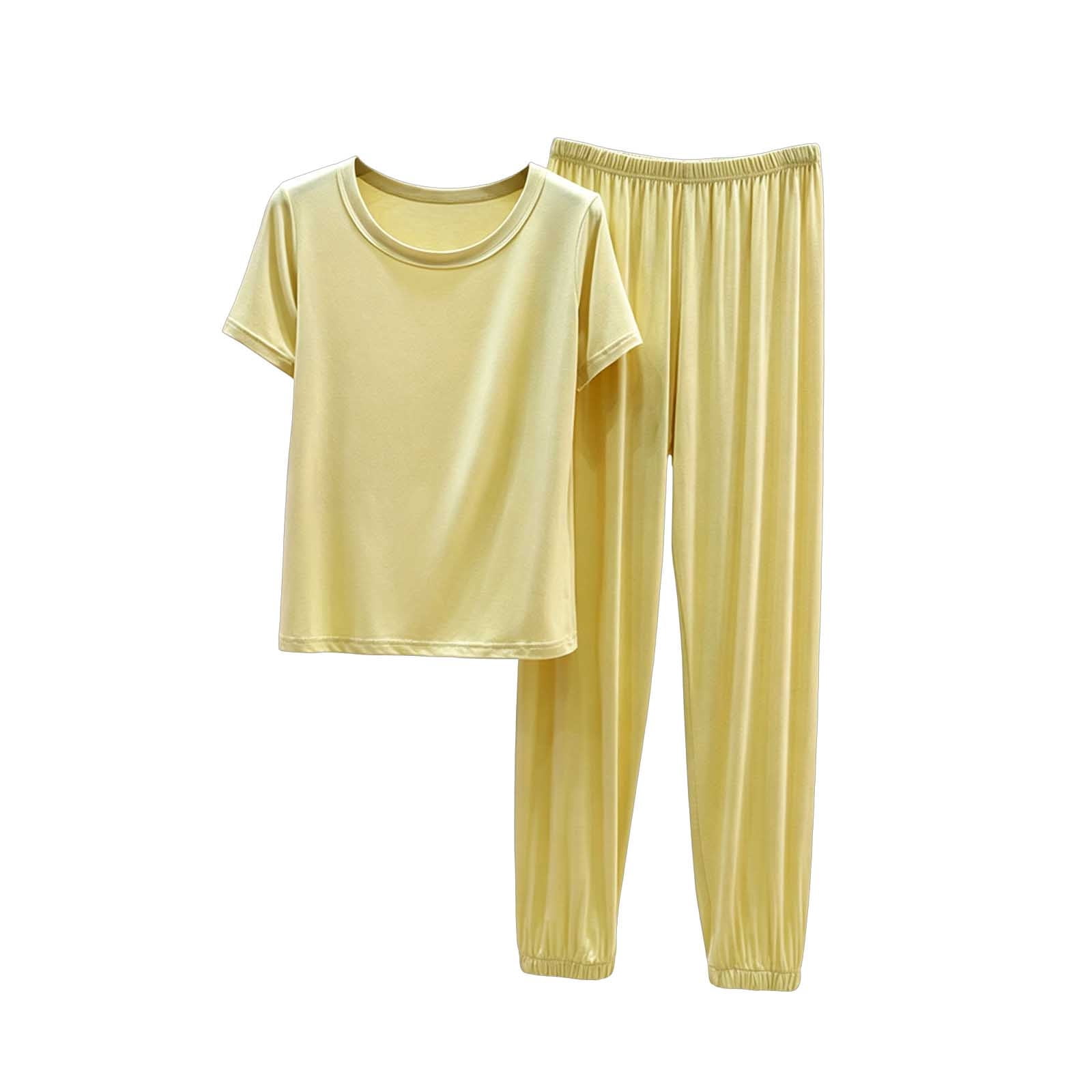 Enjoytime Pjs Sets for Women Crew Neck Short Sleeve Tops with Pants 2 ...