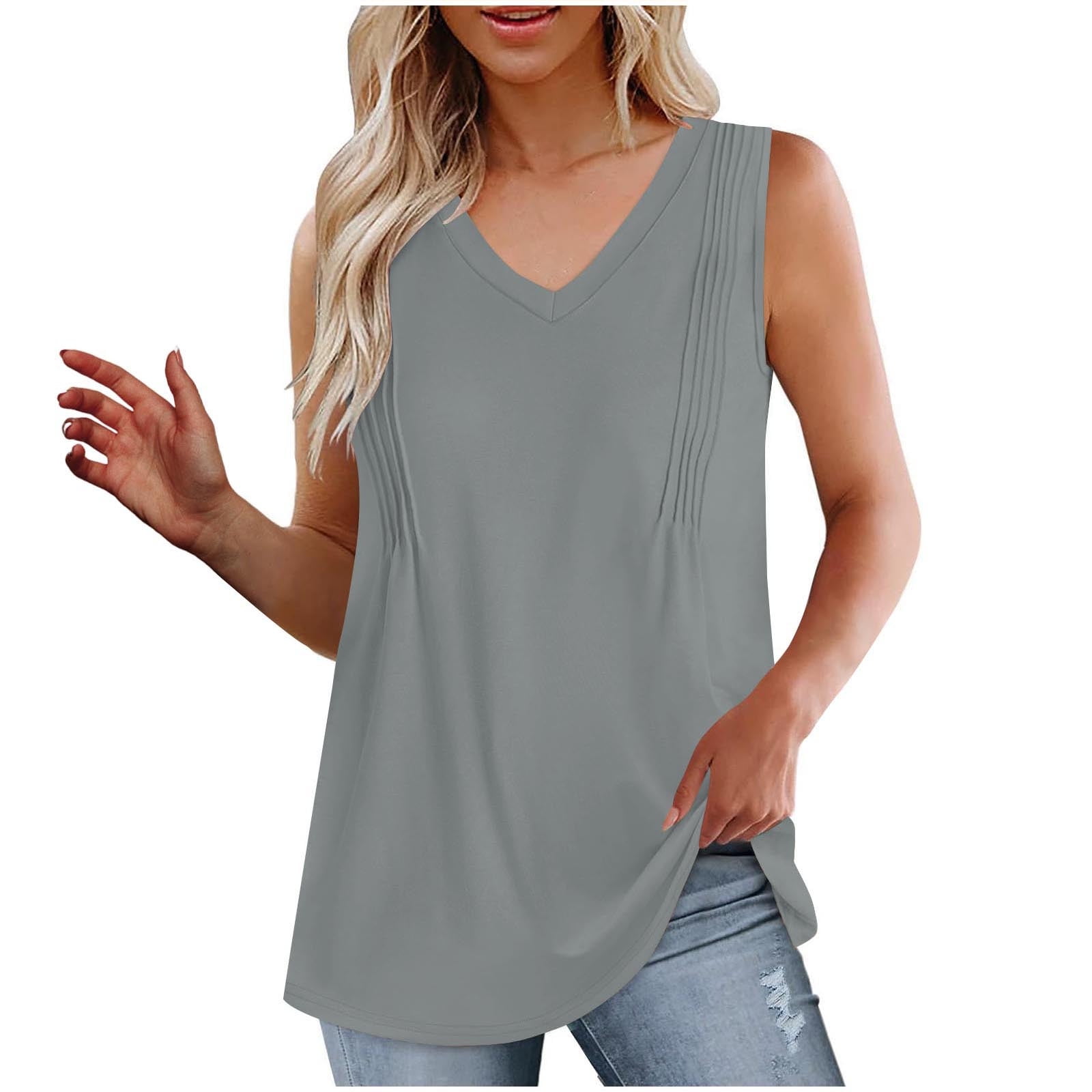 Enjoytime Retro Blouse For Woman Fashion Casual V-Neck Sleeveless Shirt ...