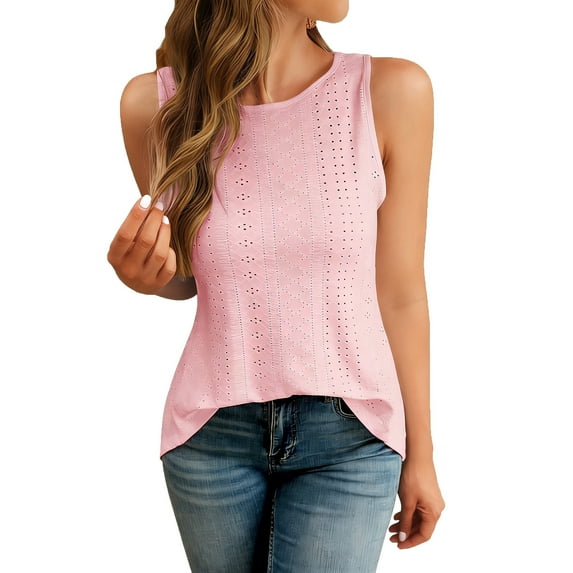 Enjoytime Shirts for Women Solid Color Round Neck Criss Cross Back ...