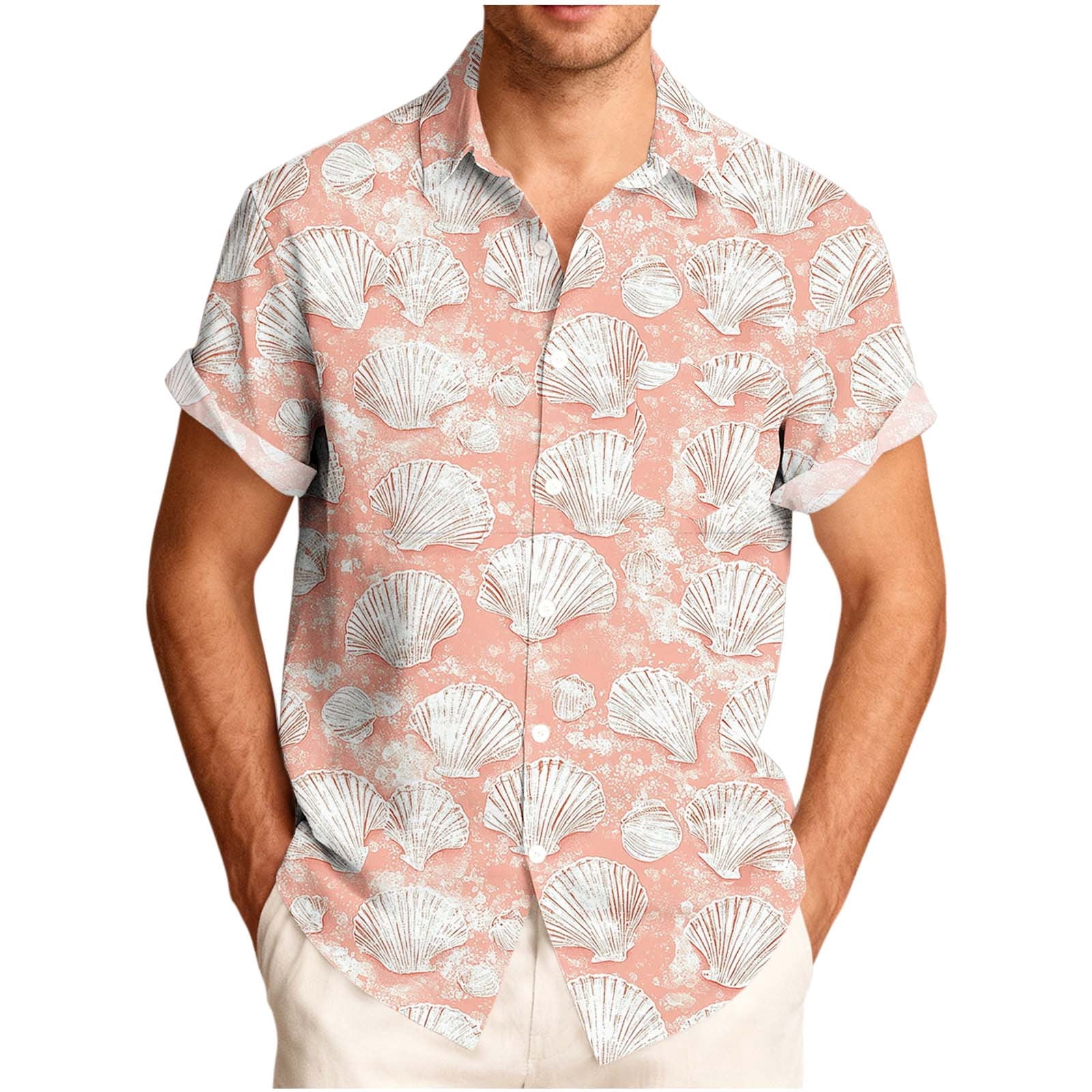 Enjoytime Short Sleeve Shirts for Men Printed Turndown Collar Button ...