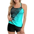 Enjoytime Tankini Swimsuit for Women Printed Crisscross Back Tummy ...
