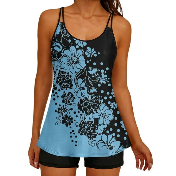Enjoytime Tankini Swimsuits for Women Vintage Printed Tummy Control 2 ...