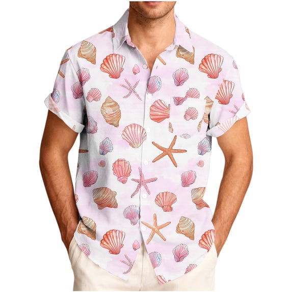Enjoytime Tropical Shirts for Men Printed Turndown Collar Short Sleeve ...