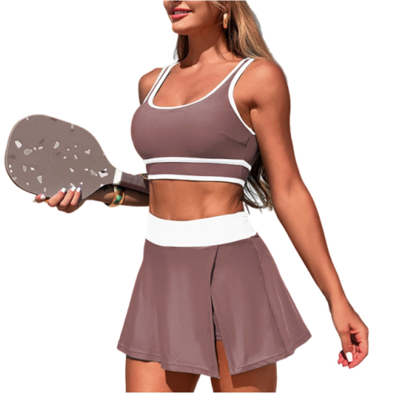 Enjoytime Two Piece Swimsuit for Women Patchwork Tummy Control Bathing ...