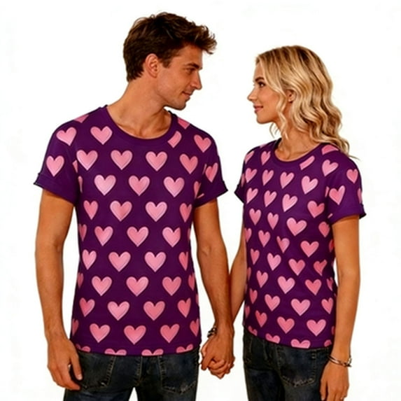 Enjoytime Valentines Couples Matching Shirts Heart Printed Crewneck ...
