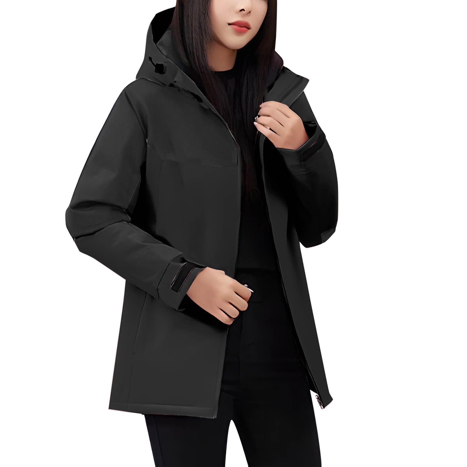 Enjoytime Waterproof Rain Jacket Women Patchwork Long Sleeve Raincoats ...