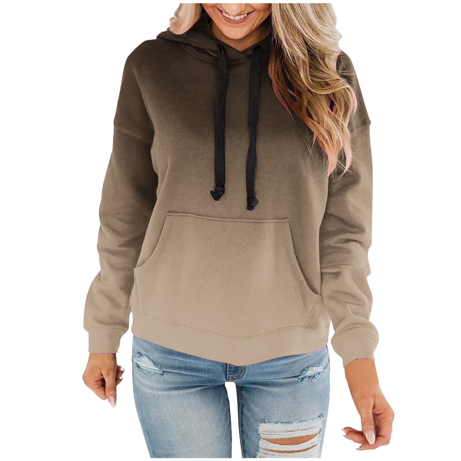 Enjoytime Women' S Plus Size Hoodie Sweatshirts Gradient Printed Long ...