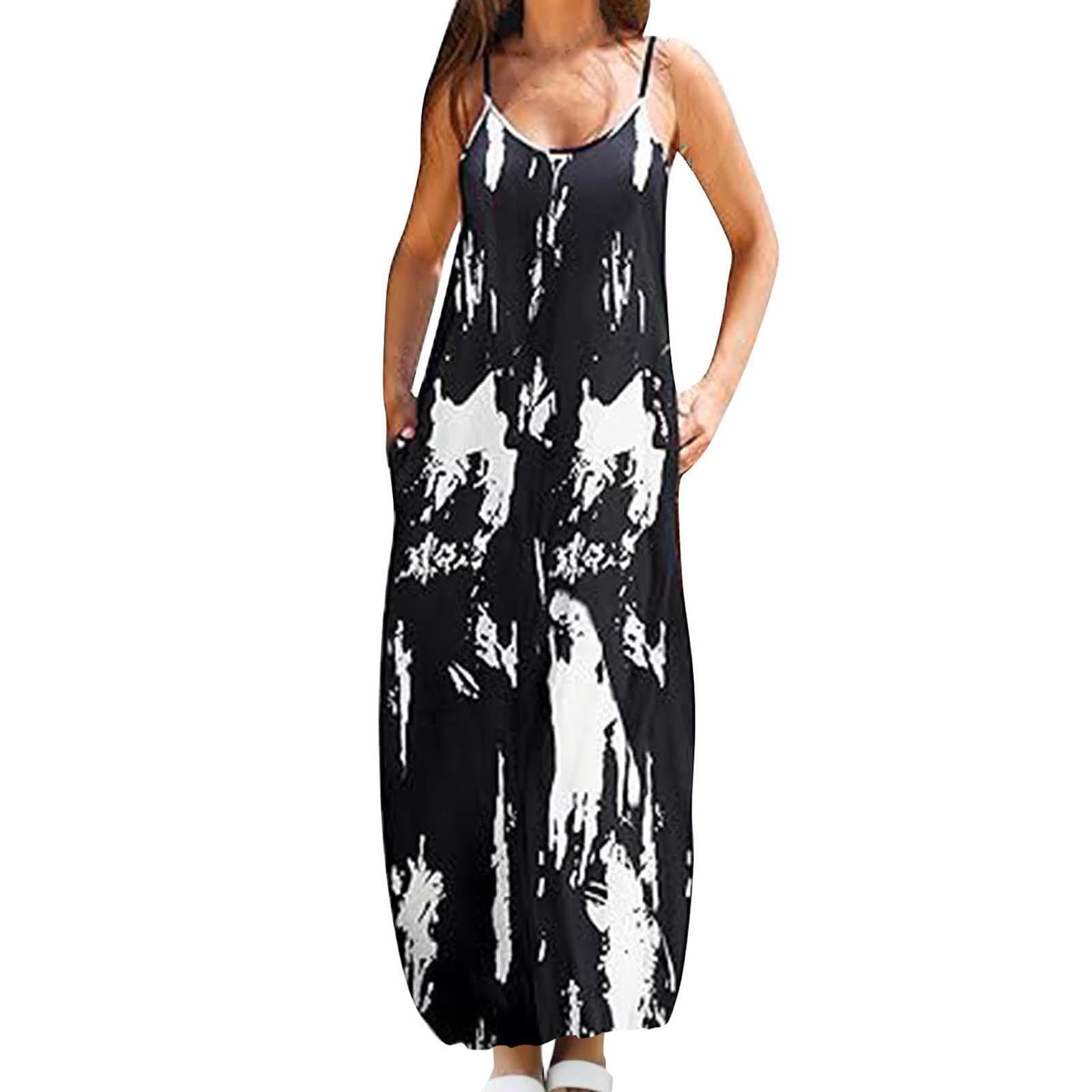 Enjoytime Women Summer Boho Dress 2024 Plus Size Sleeveless Strap A ...