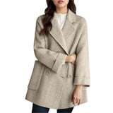 Enjoytime Women's Coats Solid Color Stand Collar Button Down Casual ...