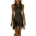 Enjoytime Women's Dresses Solid Color Lapel Zip Up Sleeveless Short ...