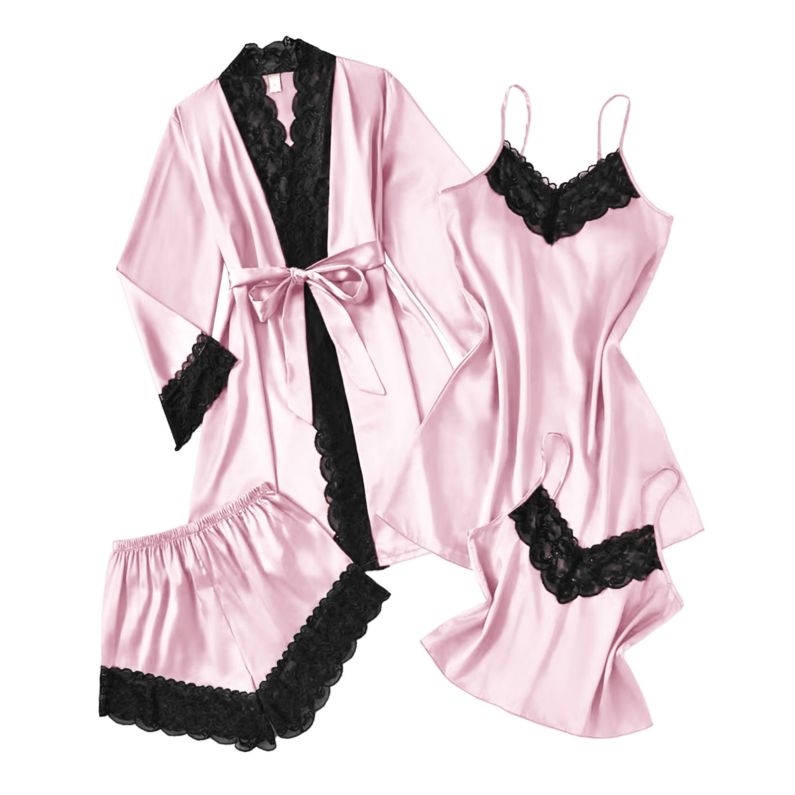 Enjoytime Women's Pajamas Lace Patchwork V-Neck Loungewear Nightdress ...