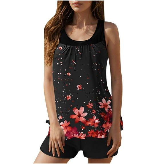 Enjoytime Women's Swimwear Floral Printed Sleeveless Bathing Suits ...