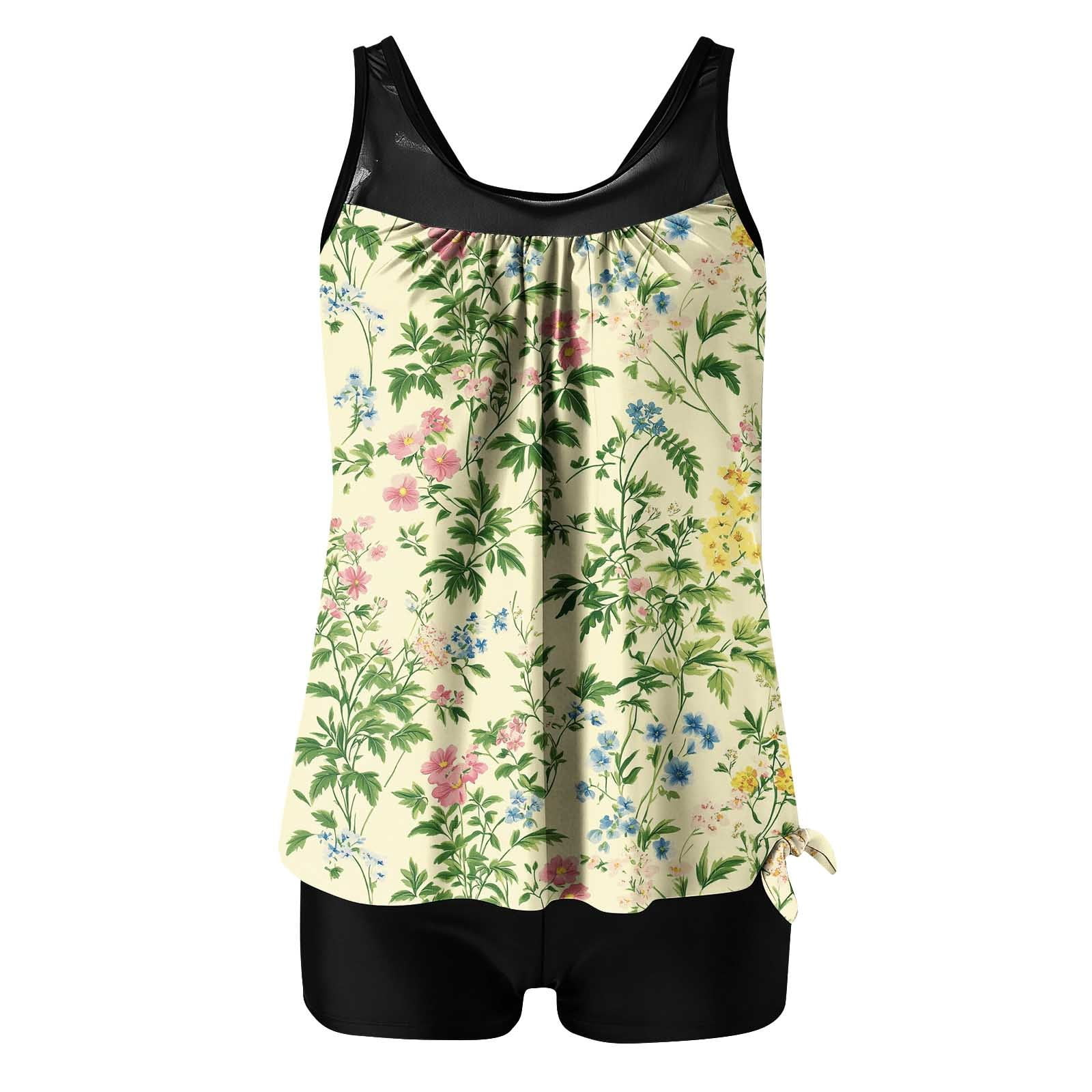 Enjoytime Women's Tankini Swimsuits Floral Printed Tummy Control Modest ...