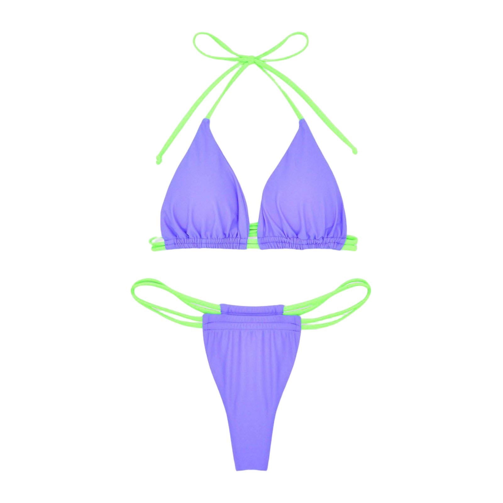 Enjoytime Womens Bathing Suits Patchwork Triangle Halter V Neck Two ...