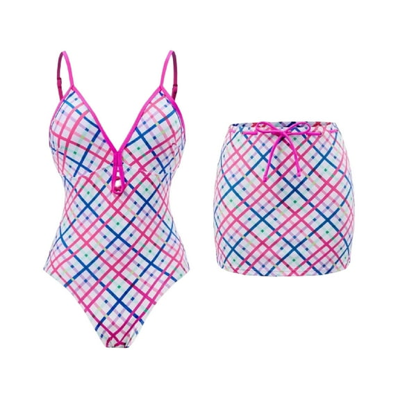 Enjoytime Womens Bathing Suits Plaid Tummy Control Cutout One Piece ...