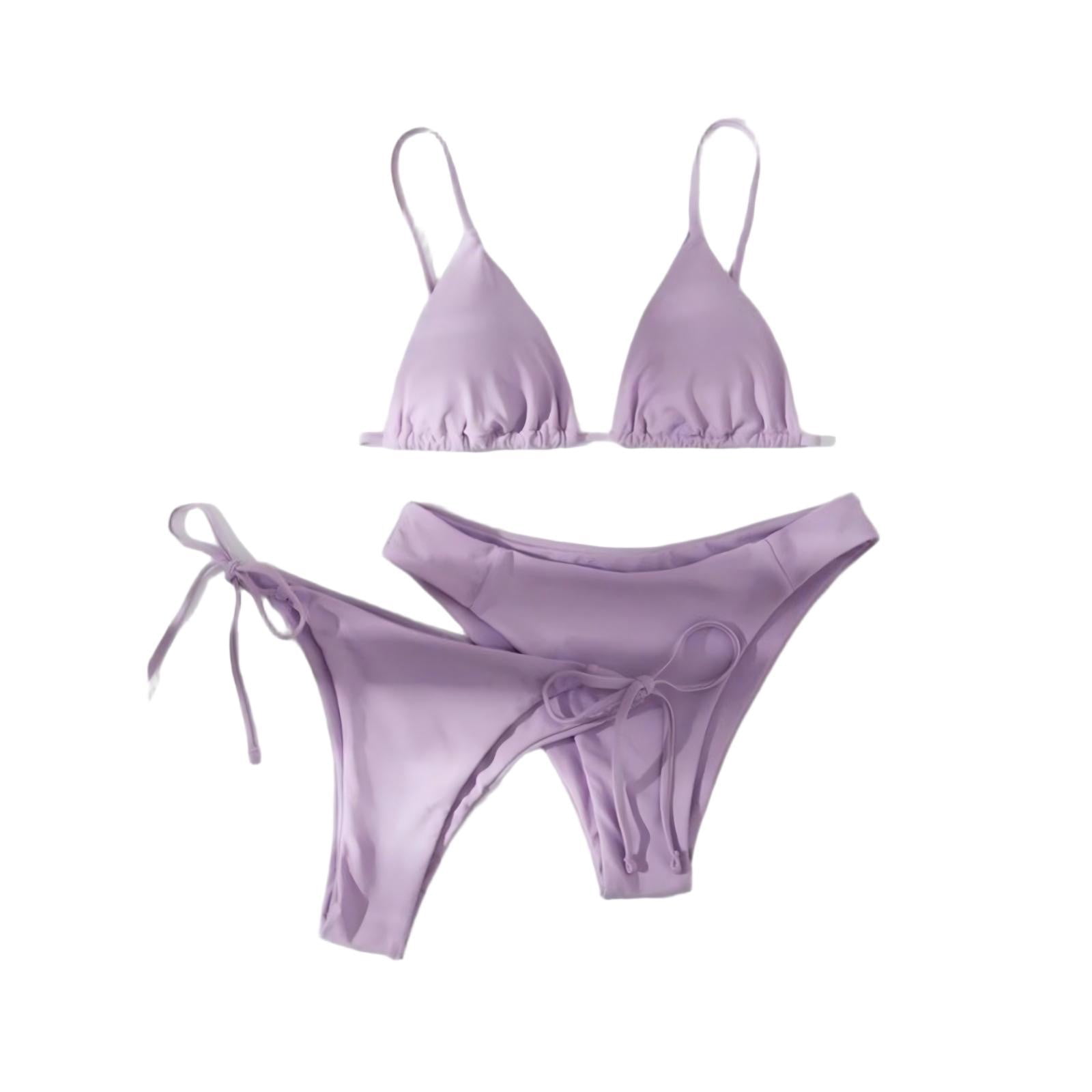 Enjoytime Womens Bathing Suits Solid Color High Cut Tie Side Thong 2 ...
