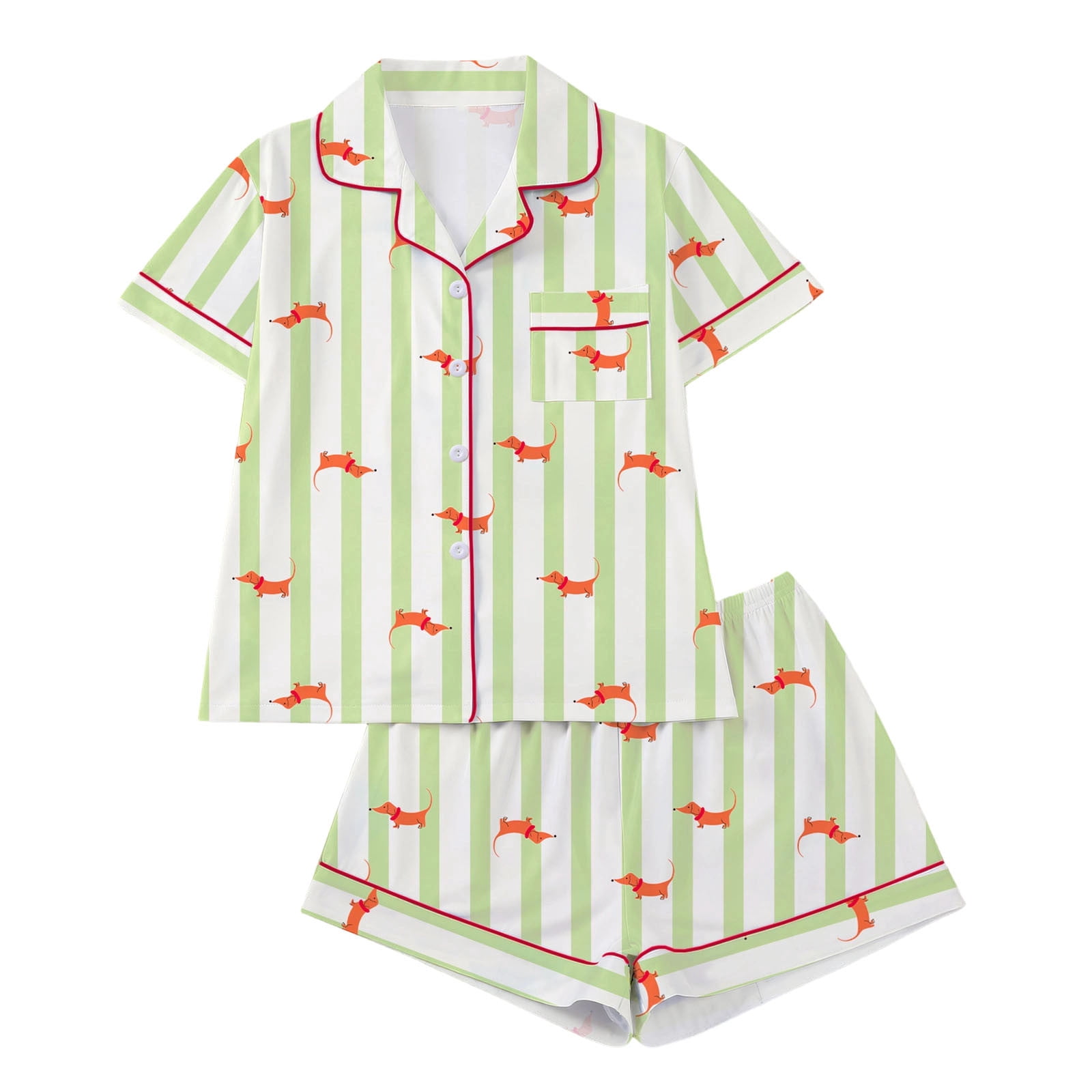 Enjoytime Womens Pajama Sets Short Sleeve Button Down Shirts with ...