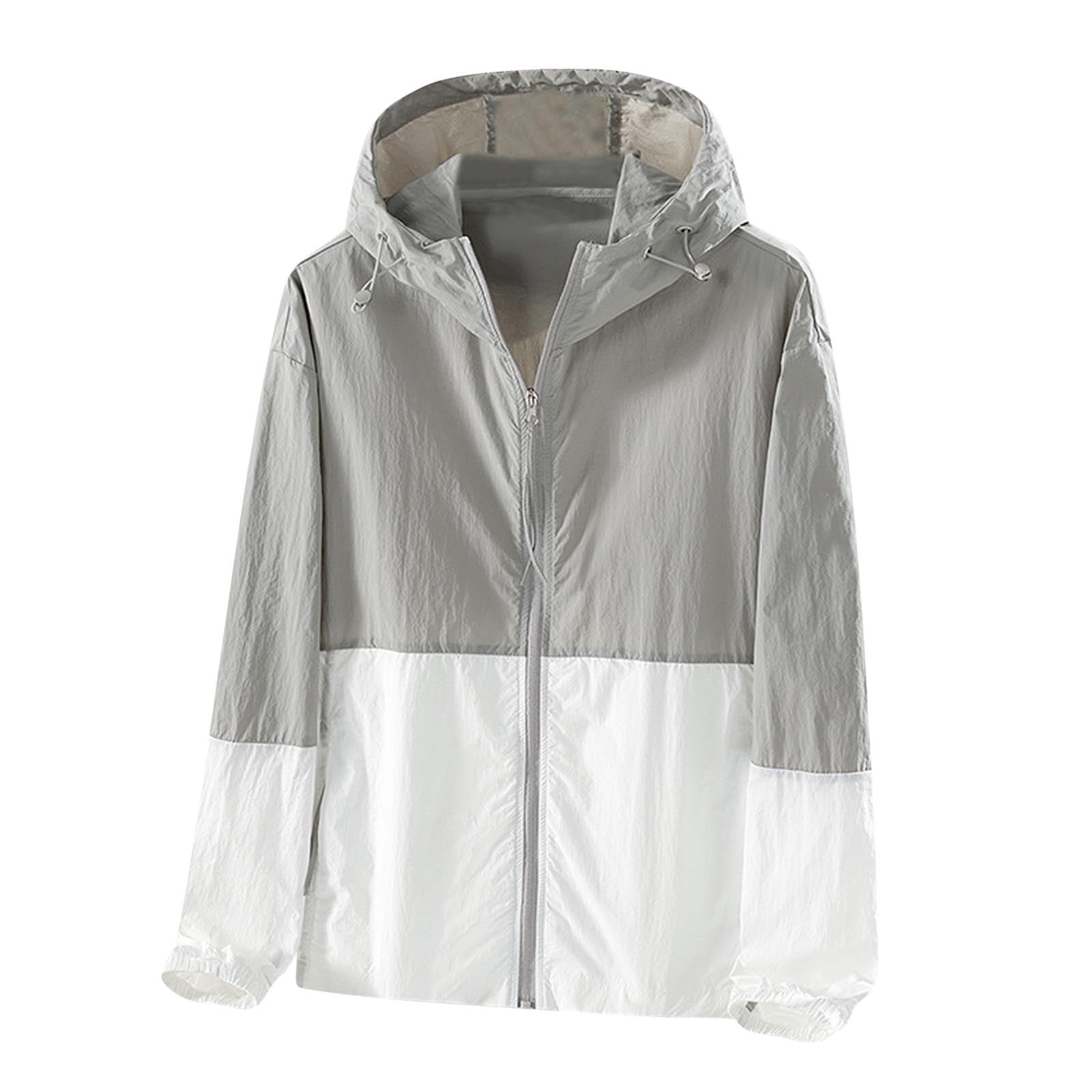 Enjoytime Womens Rain Jacket Patchwork Lightweight Hooded Raincoat ...