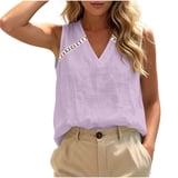 Enjoytime Womens Tank Tops Patchwork V-Neck Sleeveless Blouses Summer ...